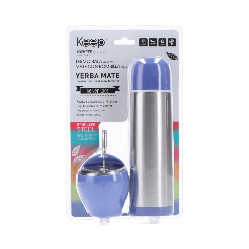 KEEP SET DE MATE CON BOMBILLA + TERMO DE 500ML - Rayuela
